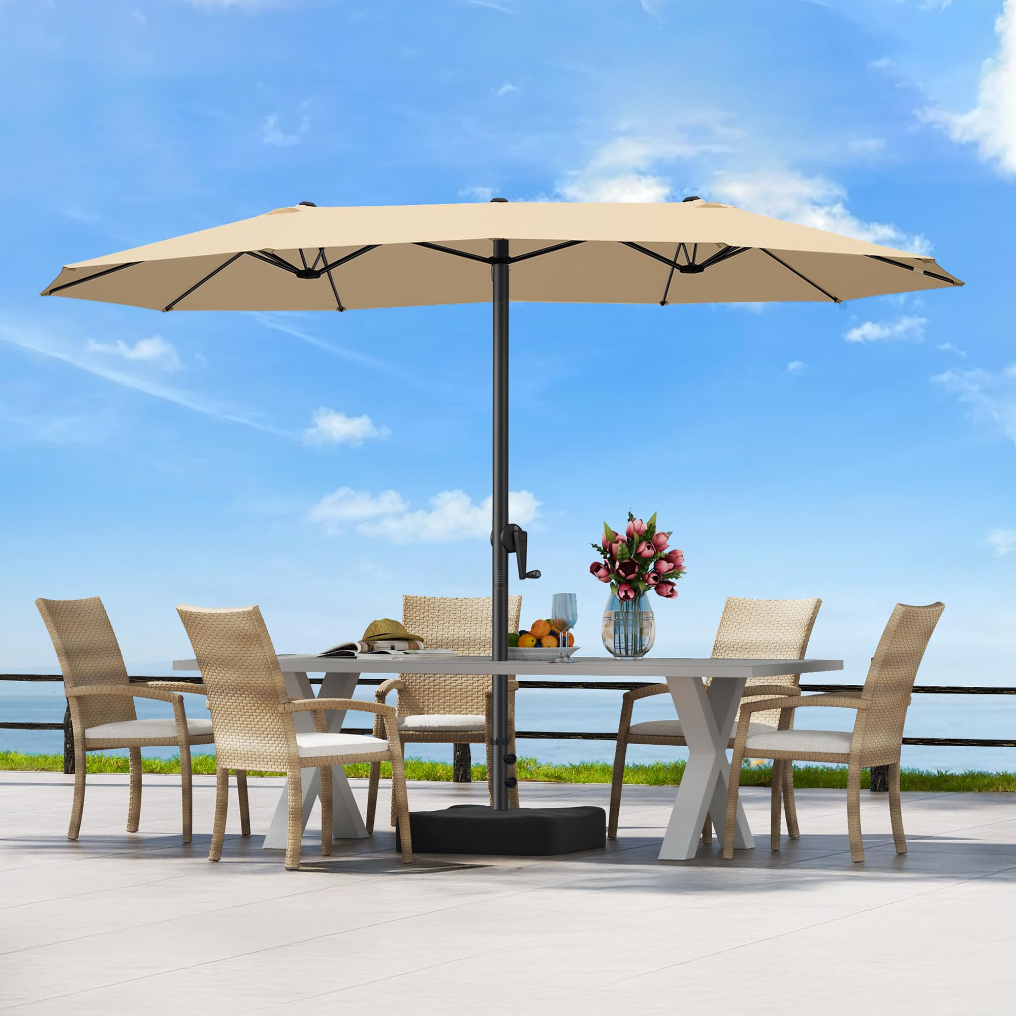 Olilawn 15ft Large Double-Sided Outdoor Patio Umbrella OL-HT031 | Olilawn