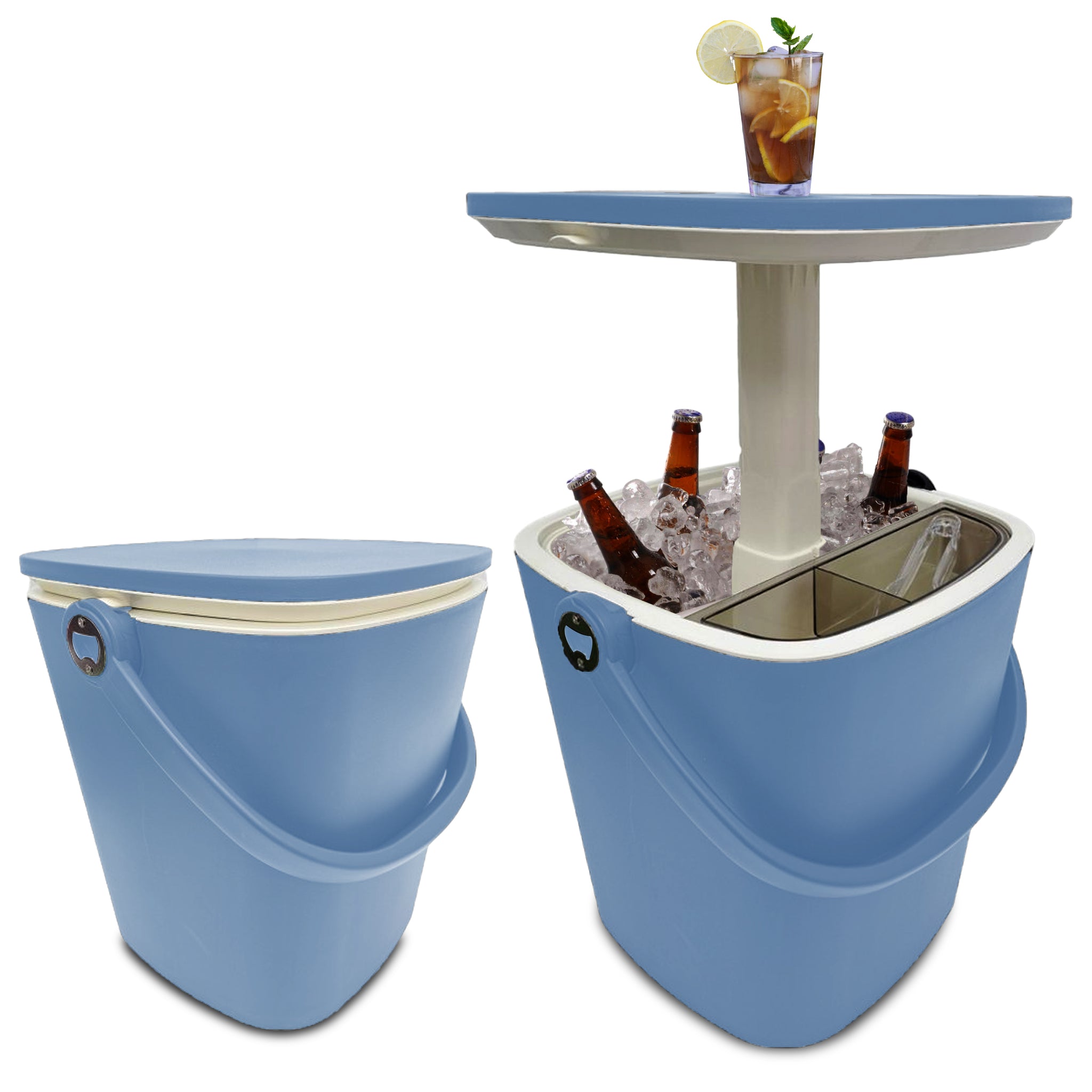 15L Outdoor Ice Bucket Table with Cooler & Lift-Top Lid | Olilawn